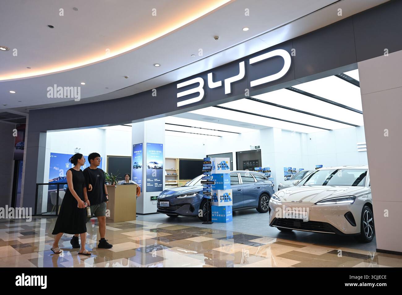 BYD, a Chinese carmaker brand in the shopping mall on September 7, 2025 ...
