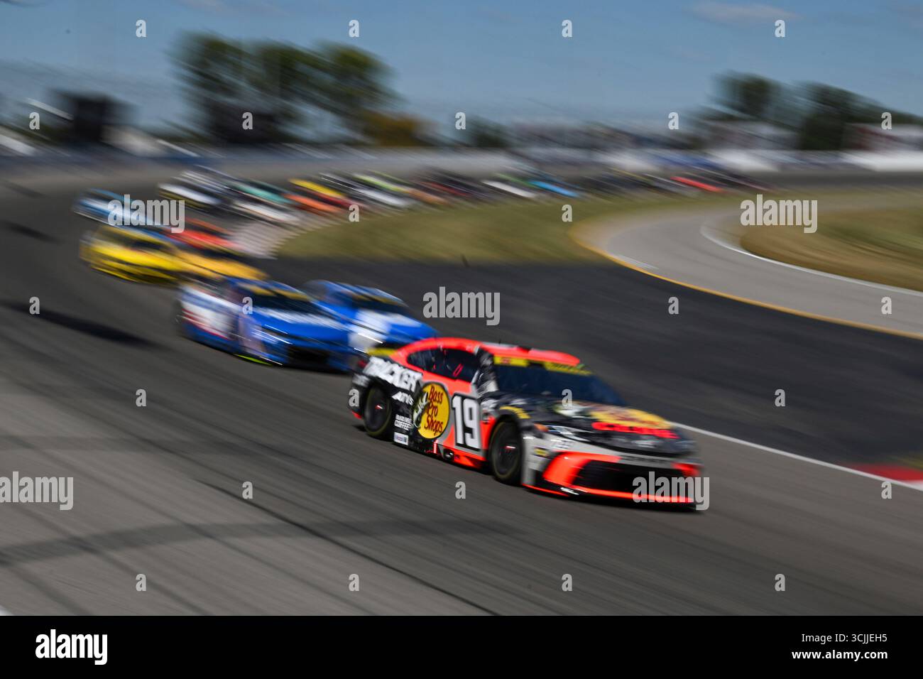 Chase Briscoe (19) leads the field out of Turn 4 during a NASCAR Cup ...