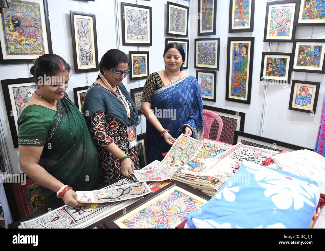 PATNA, INDIA - SEPTEMBER 6: Ladies visiting stalls during the Dussehra Mela, organized by Bihar ...