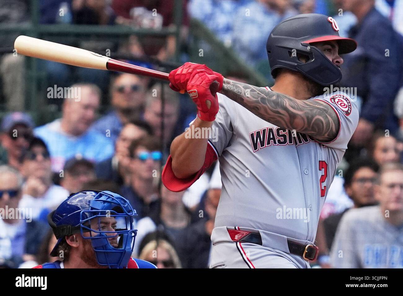 Washington Nationals' Luis García Jr. hits a ground rule double during ...