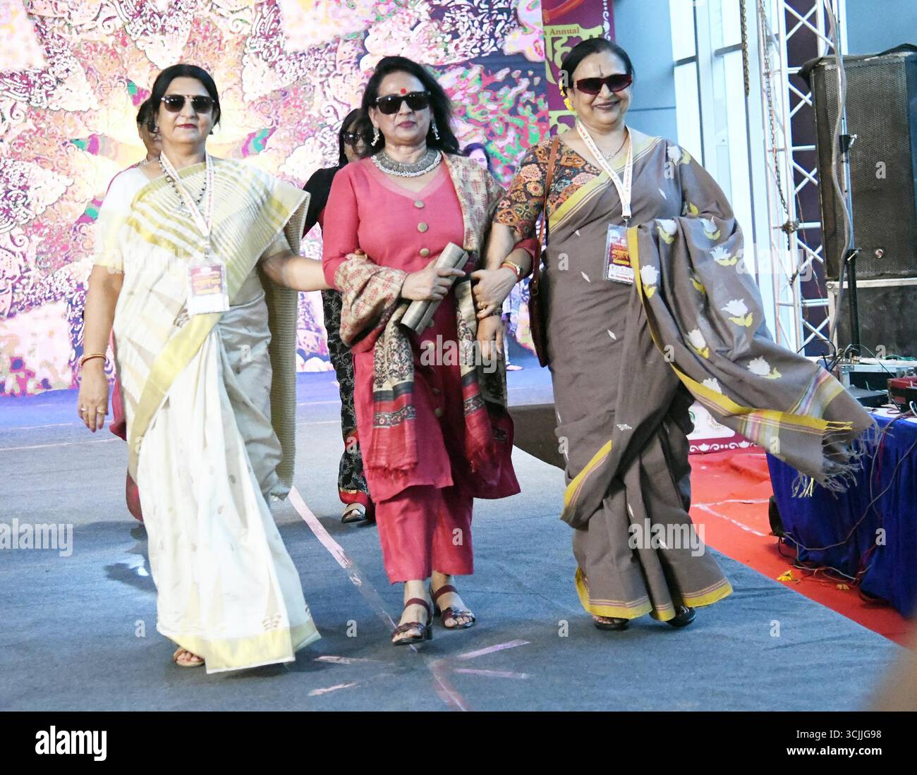PATNA, INDIA - SEPTEMBER 6: Models walking on the ramp during the Dussehra Mela, organized by ...