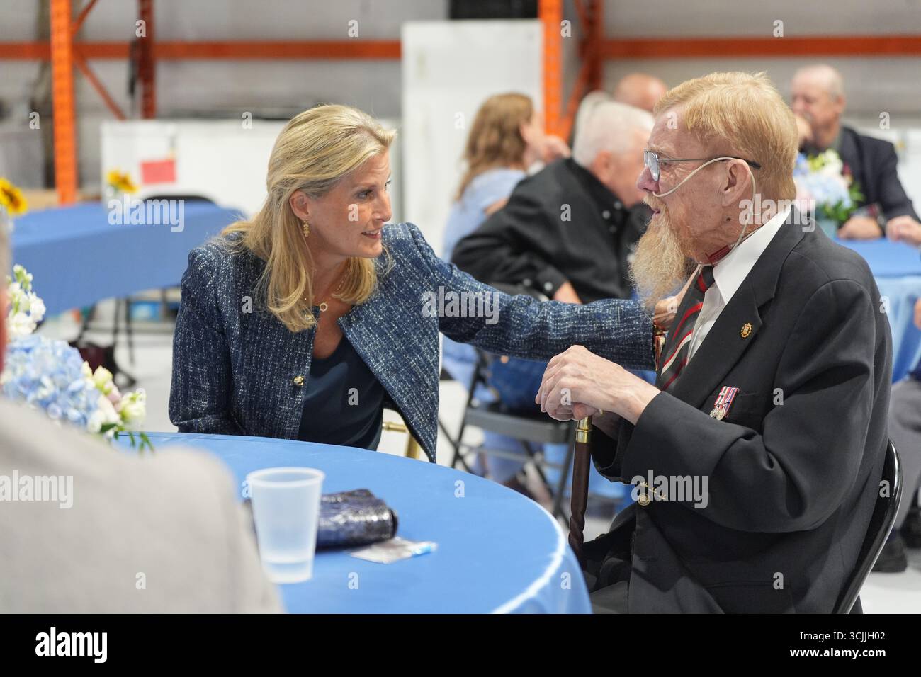 The Duchess of Edinburgh talks with veteran Rod Elder, 78, of the Royal ...