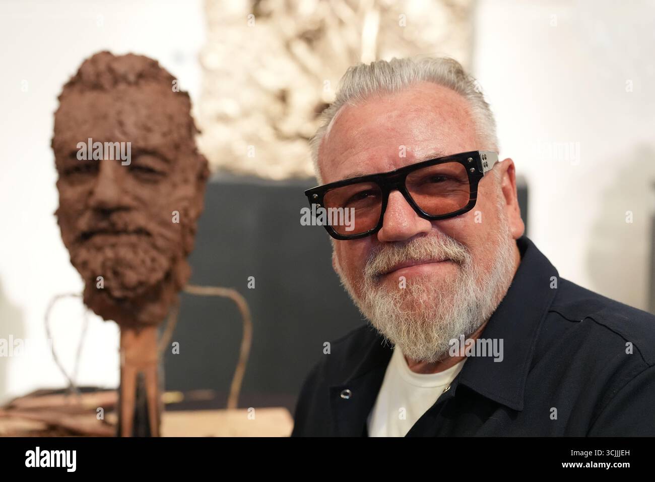 Actor Ray Winstone during a live sculpture by Frances Segelman at The ...