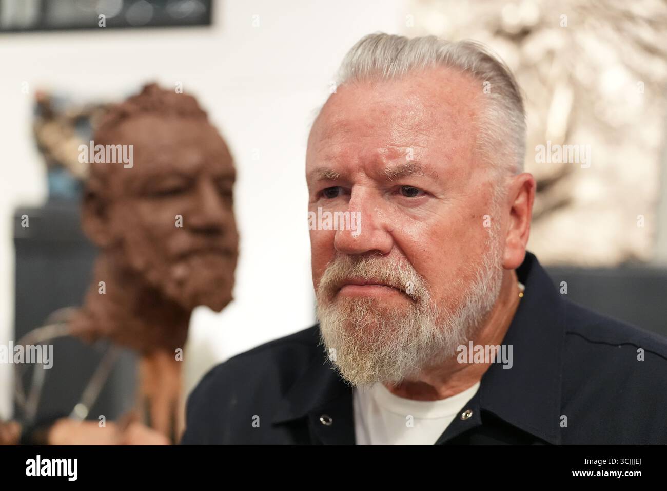 Actor Ray Winstone during a live sculpture by Frances Segelman at The ...