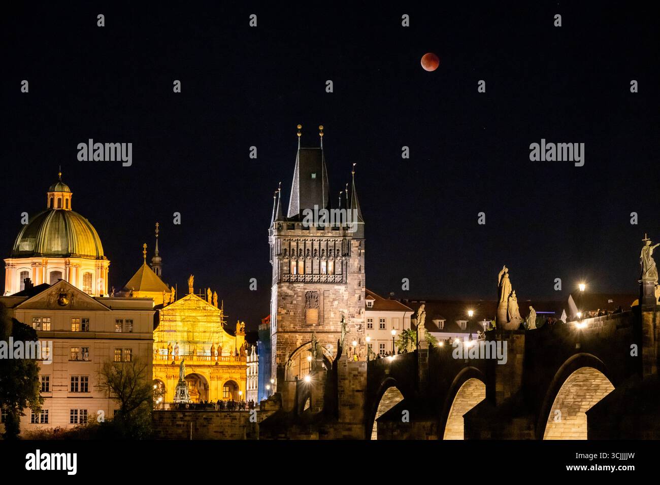 Total lunar eclipse, red (blood) full Moon, Prague, September 7, 2025 ...