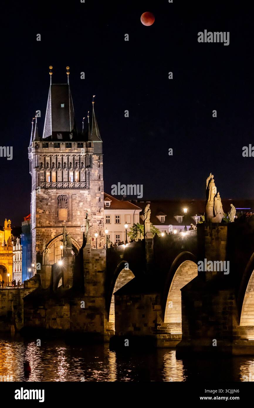 Total lunar eclipse, red (blood) full Moon, Prague, September 7, 2025 ...
