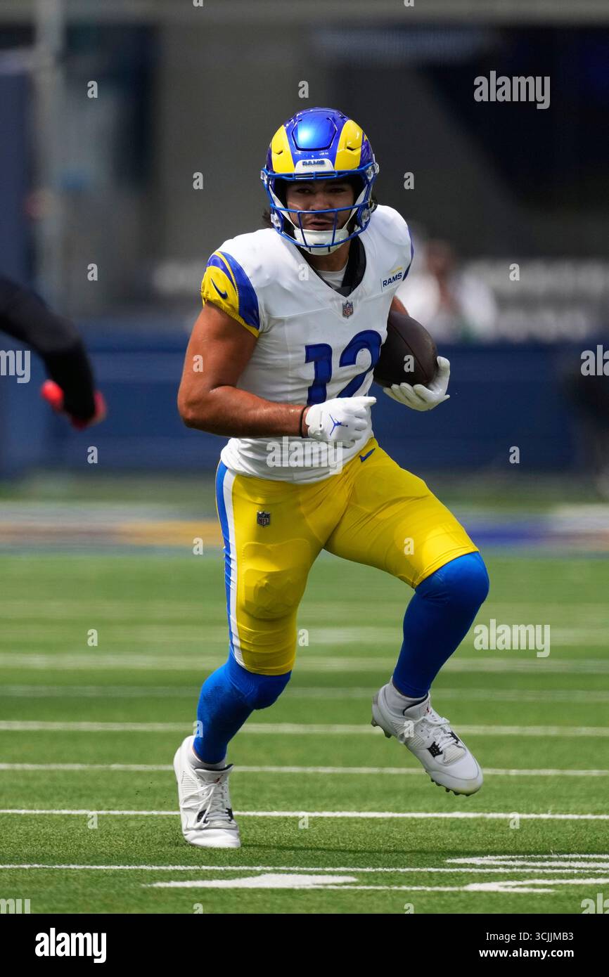 Los Angeles Rams wide receiver Puka Nacua (12) runs against the Houston ...