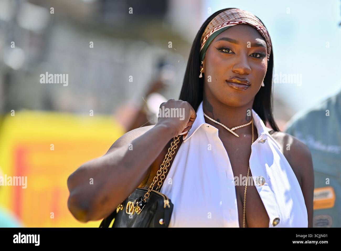 MONZA, ITALY - SEPTEMBER 07: French singer, Aya Nakamura on the grid ...