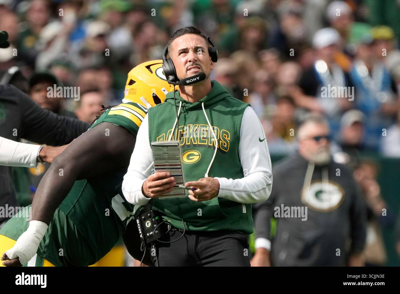 Green Bay Packers head coach Matt LaFleur watches against the Detroit ...