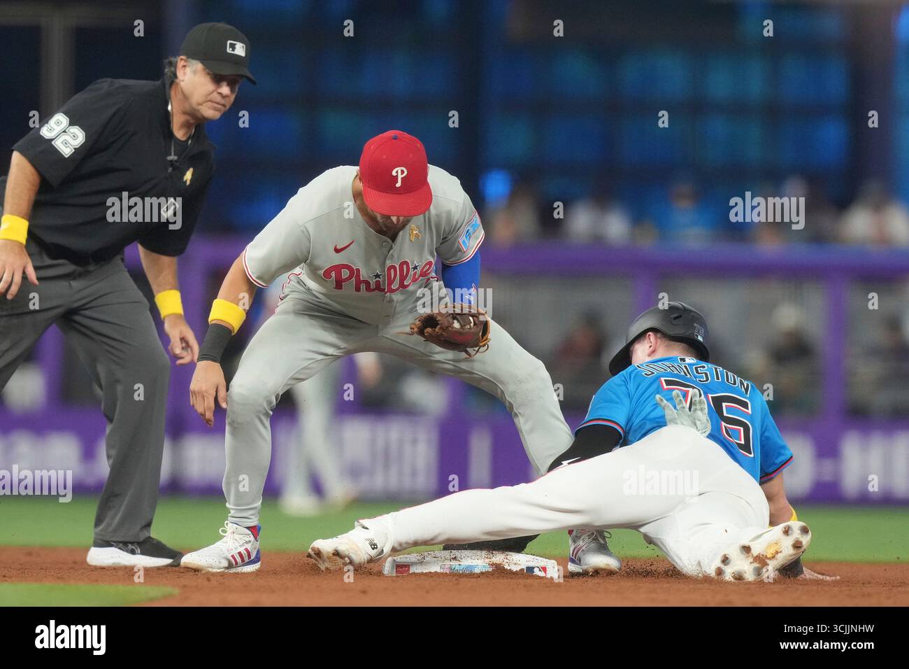 Philadelphia Phillies shortstop Trea Turner (7) is late with the tag as ...