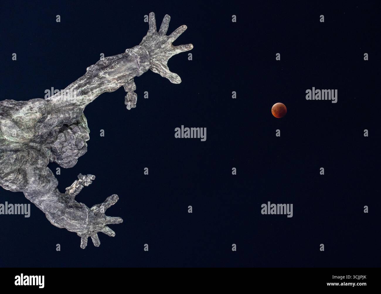 September 8, 2025, Indonesia: Total lunar eclipse blood moon rises over ...
