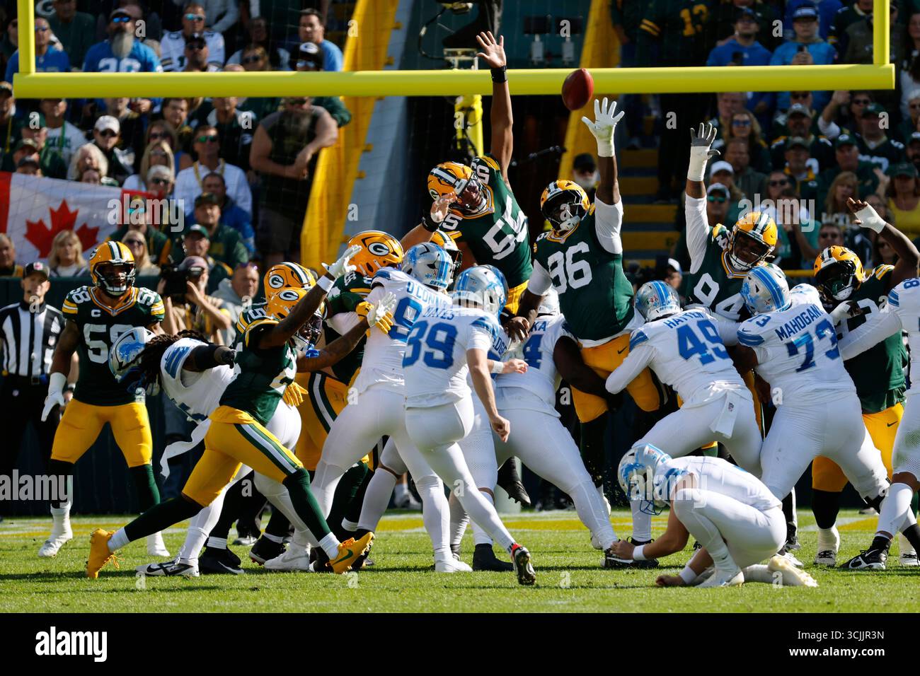 Detroit Lions place-kicker Jake Bates (39) kicks a 30-yard field goal ...