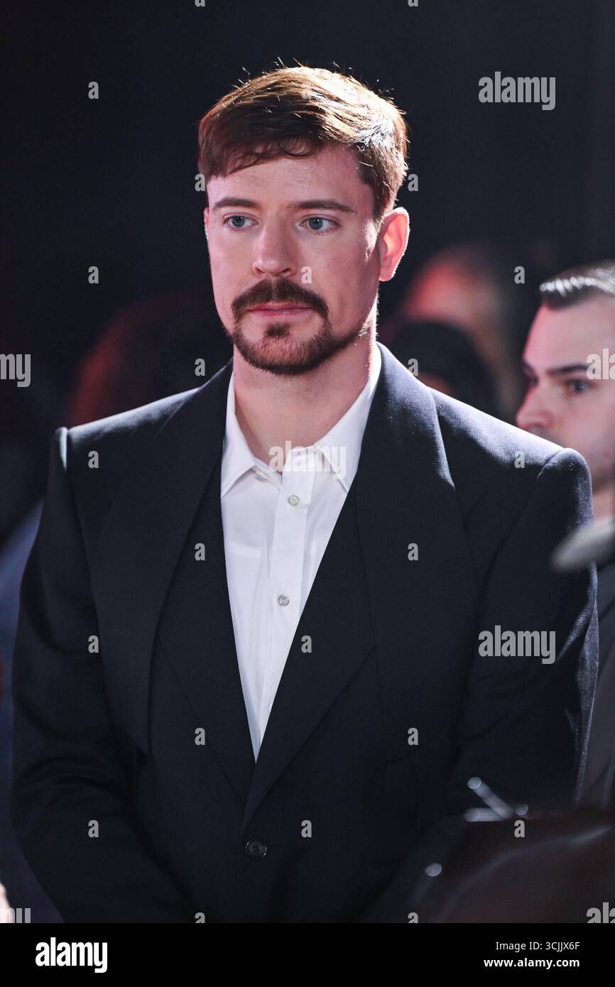 Jimmy Donaldson, Aka MrBeast, walking on the red carpet at the 2025 MTV ...