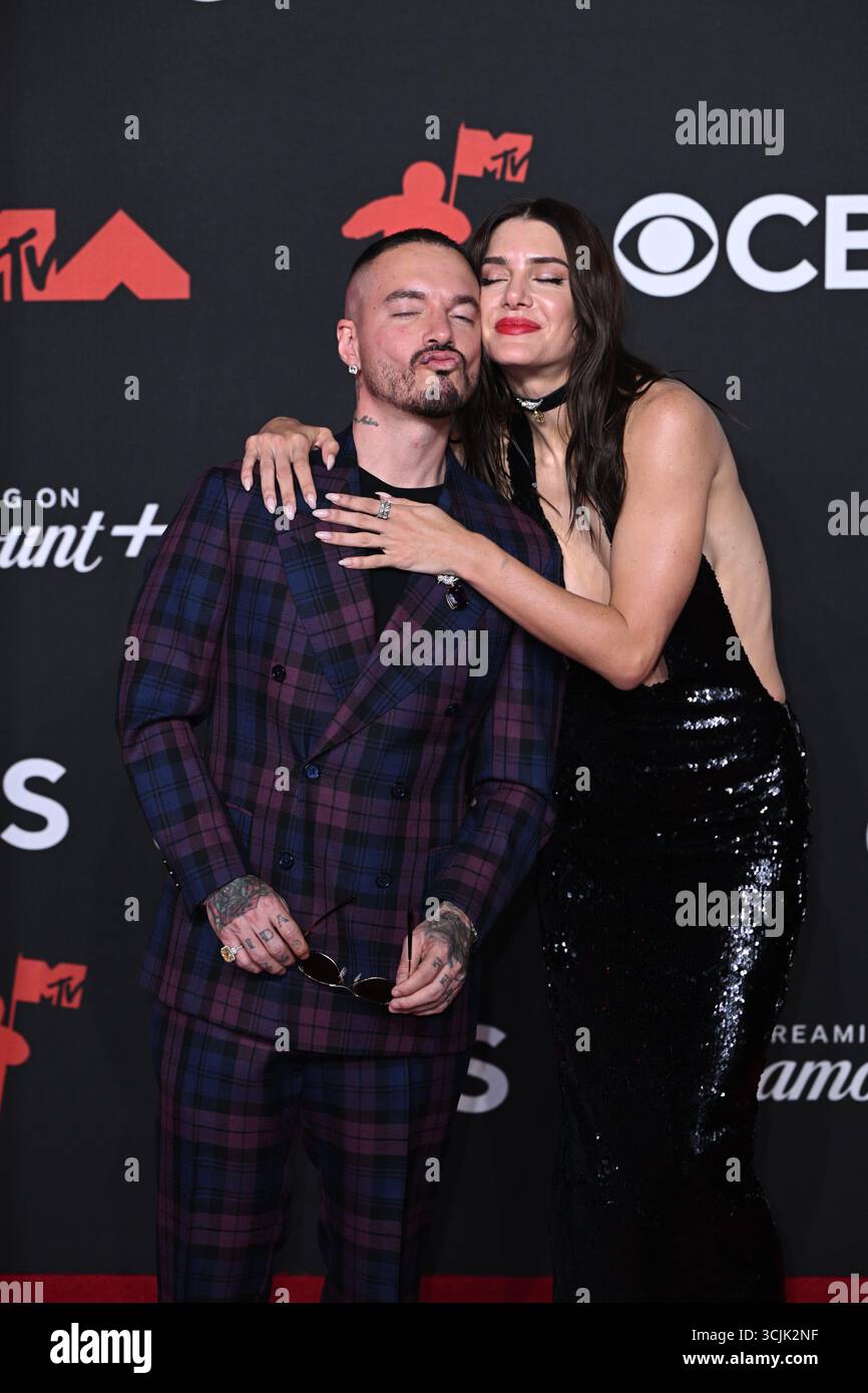 Valentina Ferrer and J Balvin attending the MTV Video Music Awards 2025 ...