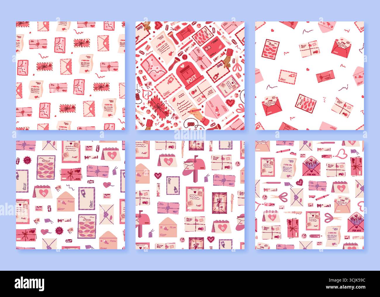 Seamless Love Mail Doodle Pattern Set Stock Vector Image & Art - Alamy