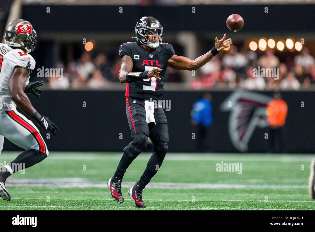 Atlanta Falcons quarterback Michael Penix Jr. (9) throws during the first half of an NFL ...