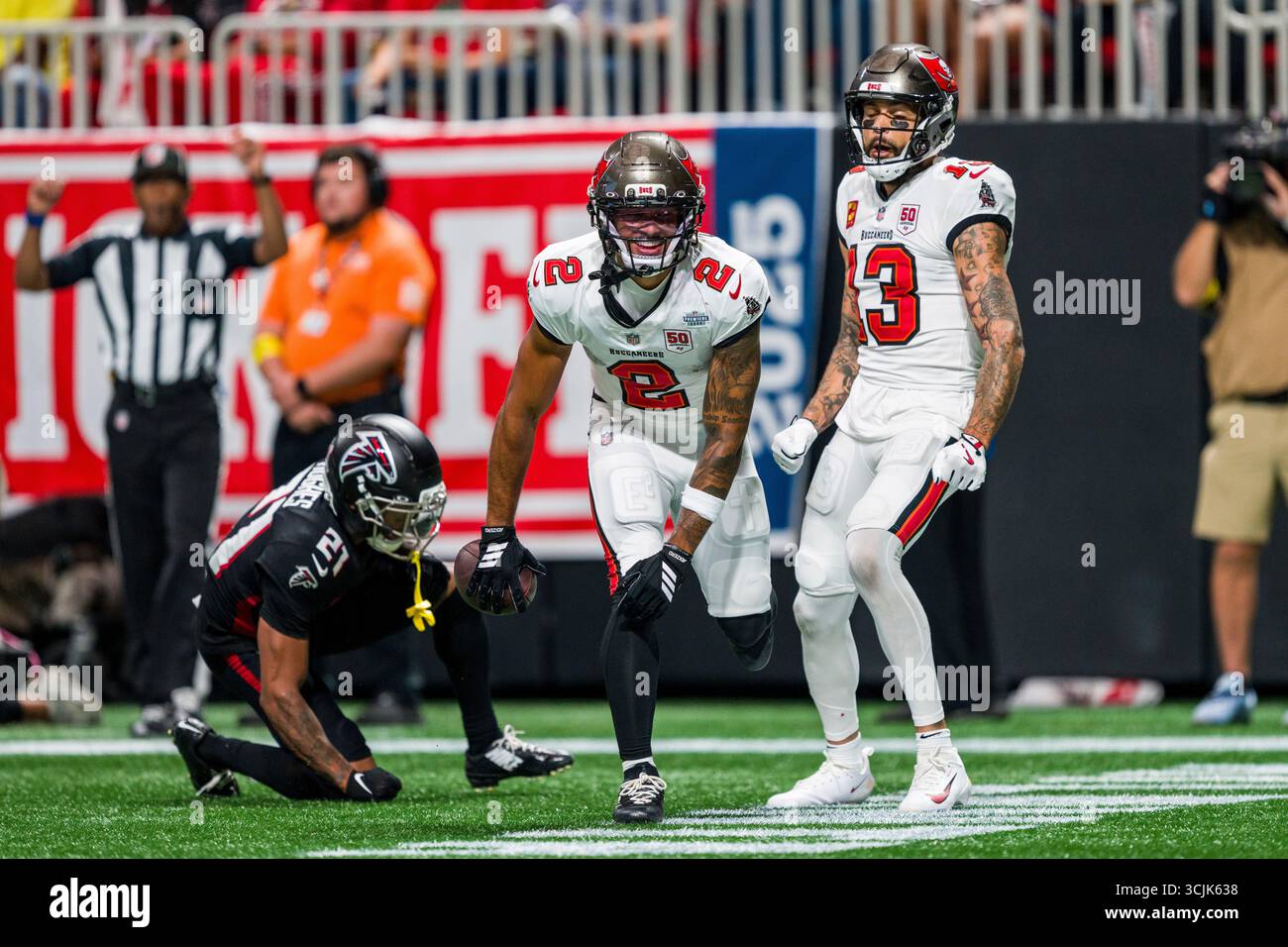Tampa Bay Buccaneers wide receiver Emeka Egbuka (2) celebrates a ...