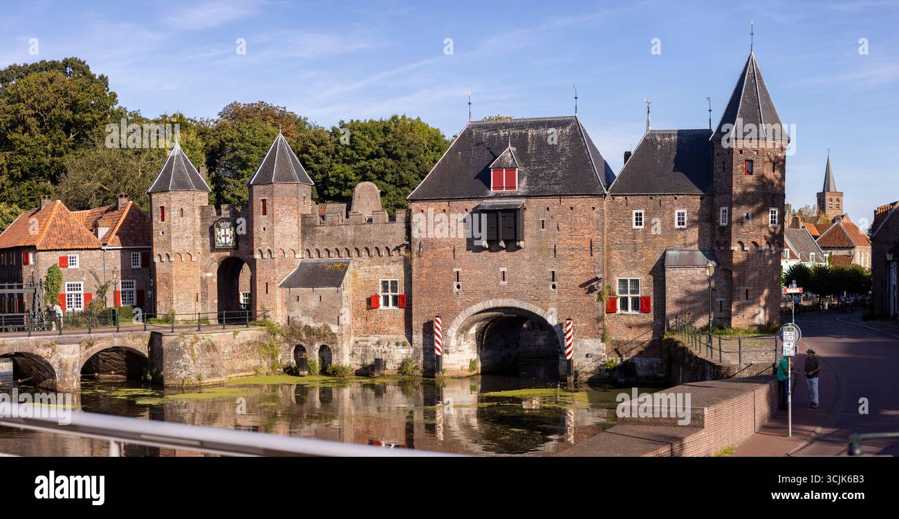 Wide angle panorama of the double gated medieval city entrance ...