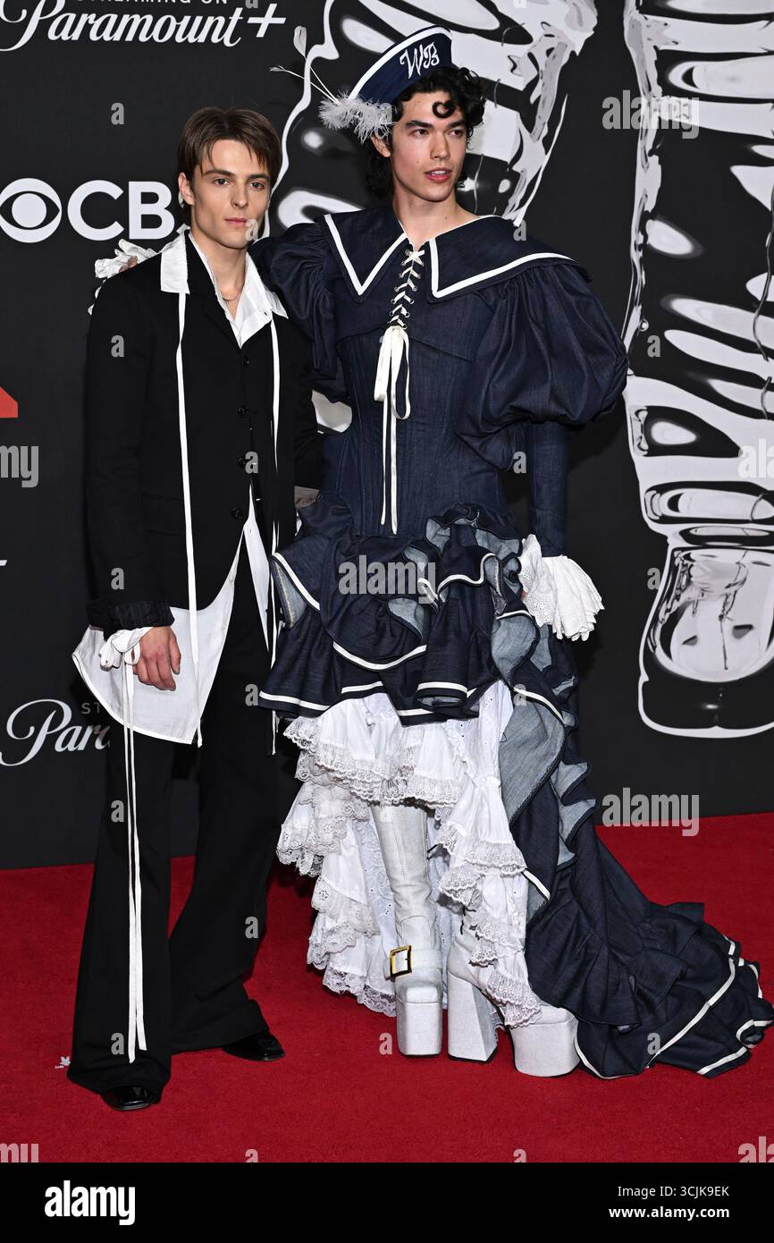 Corey Fogelmanis, left, and Conan Gray arrive at the MTV Video Music Awards on Sunday, Sept. 7 ...