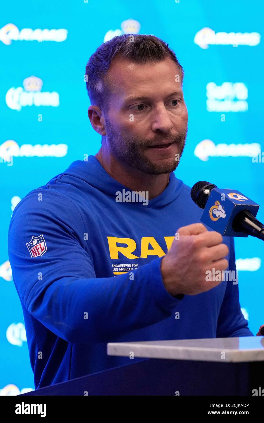 Los Angeles Rams head coach Sean McVay speaks at a news conference ...