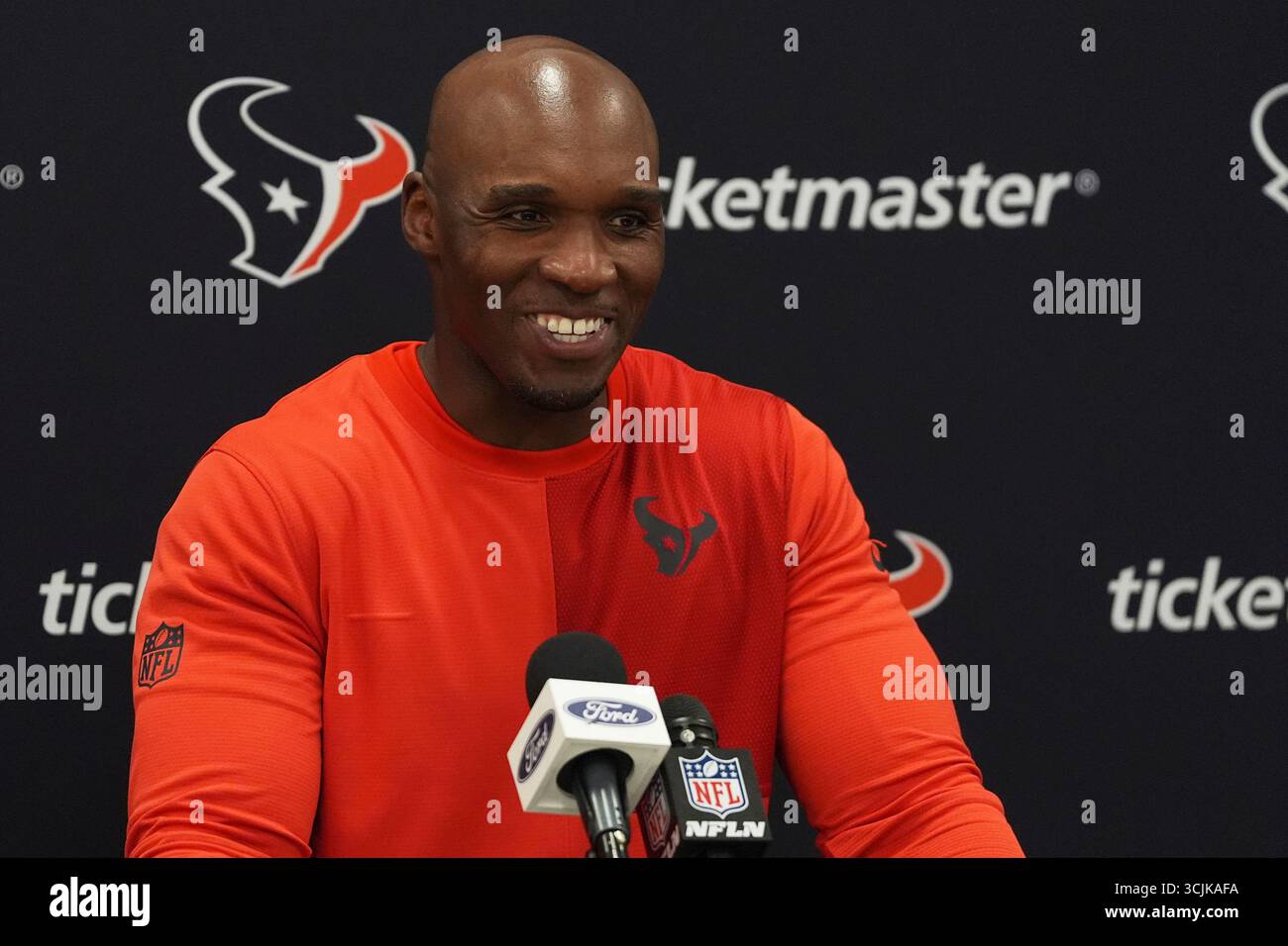 Houston Texans head coach DeMeco Ryans speaks at a news conference ...