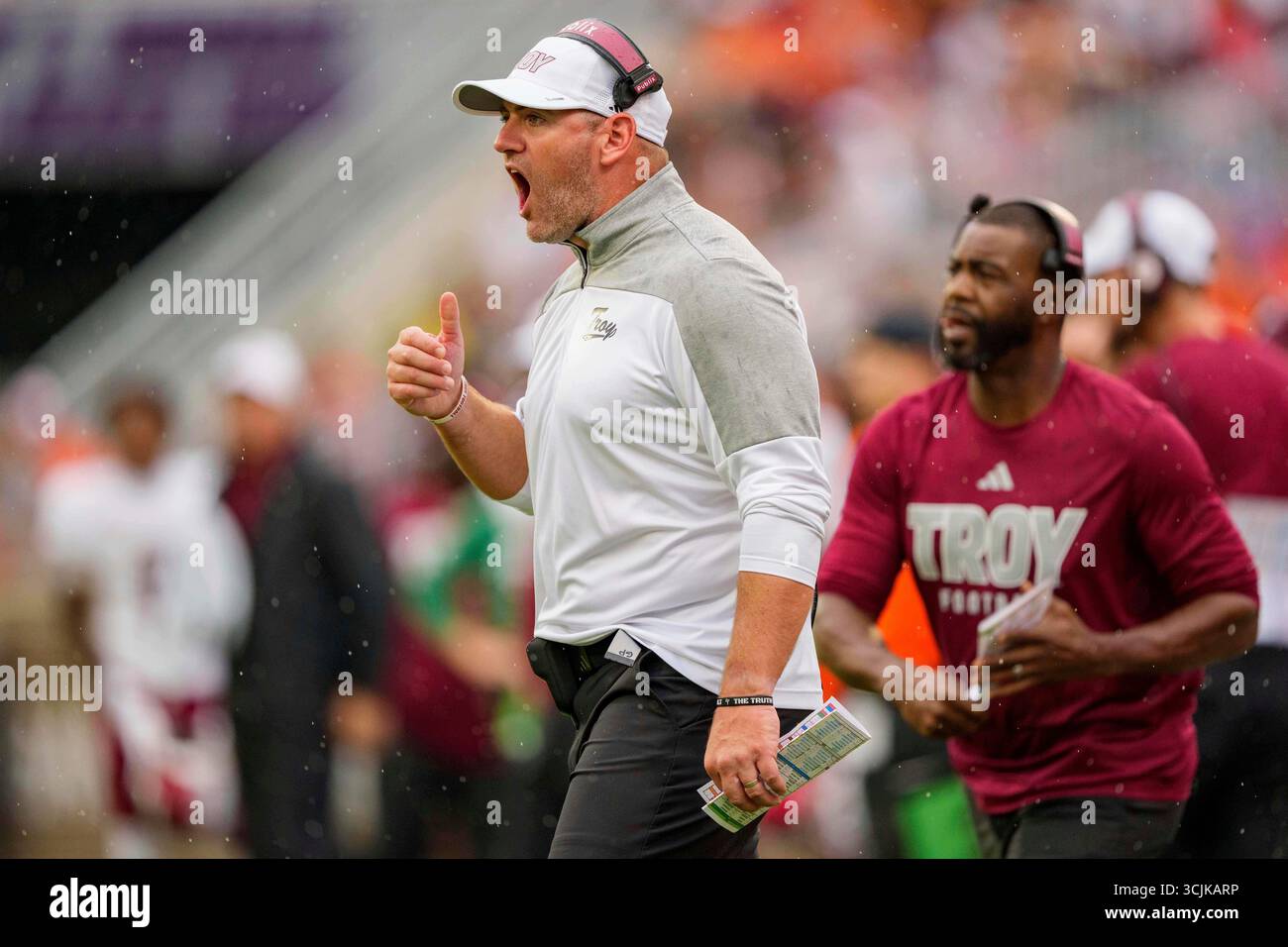 Troy head coach Gerad Parker looks on during an NCAA college football ...