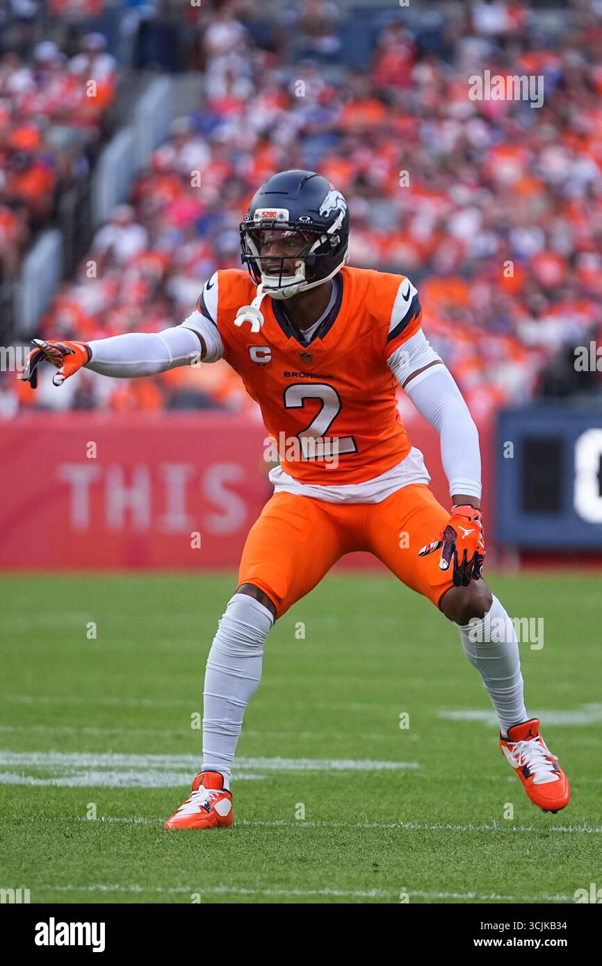 Denver Broncos cornerback Pat Surtain II (2) reacts to a call against ...