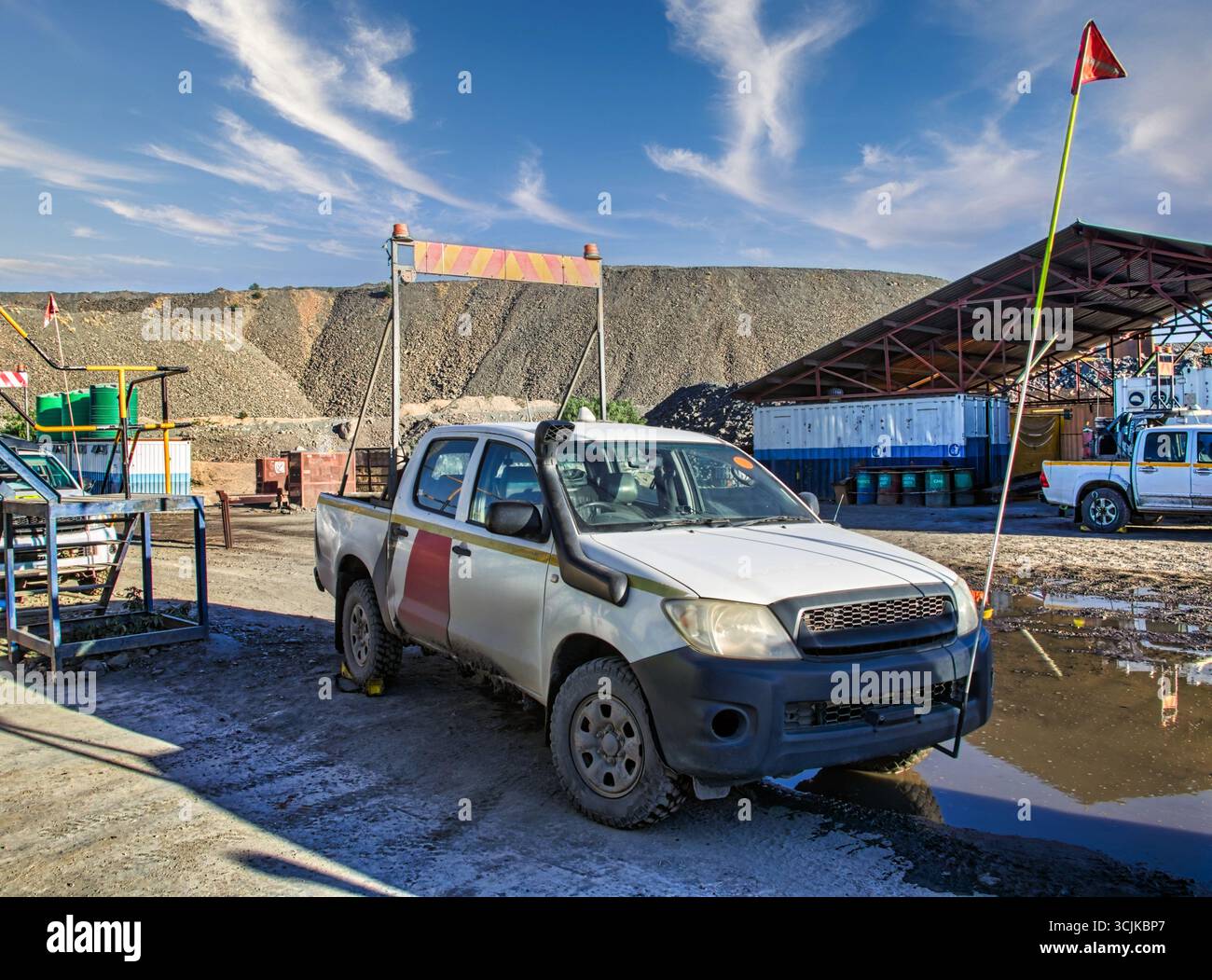 open pit mining diamonds, operations with trucks pick-up van and ...