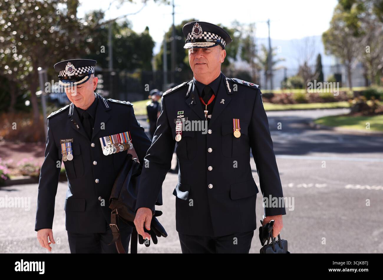 Victoria Police Chief Commissioner Mike Bush on arrival for the funeral ...