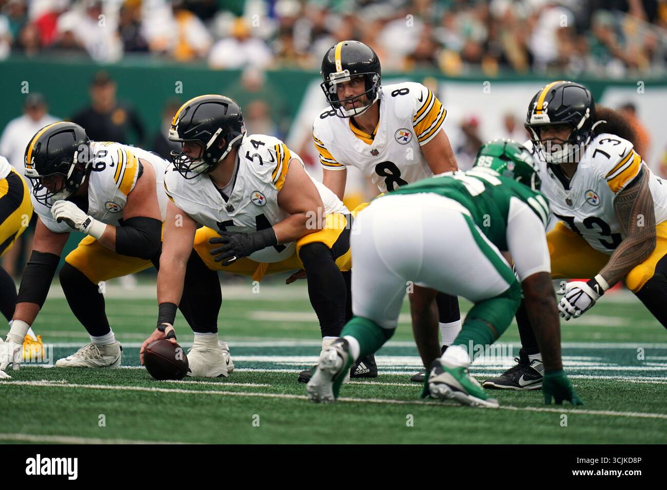 Pittsburgh Steelers quarterback Aaron Rodgers (8) calls the play during ...