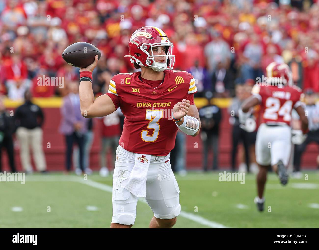 September 6, 2025: Iowa State QB Rocco Becht (3) throws the ball during ...