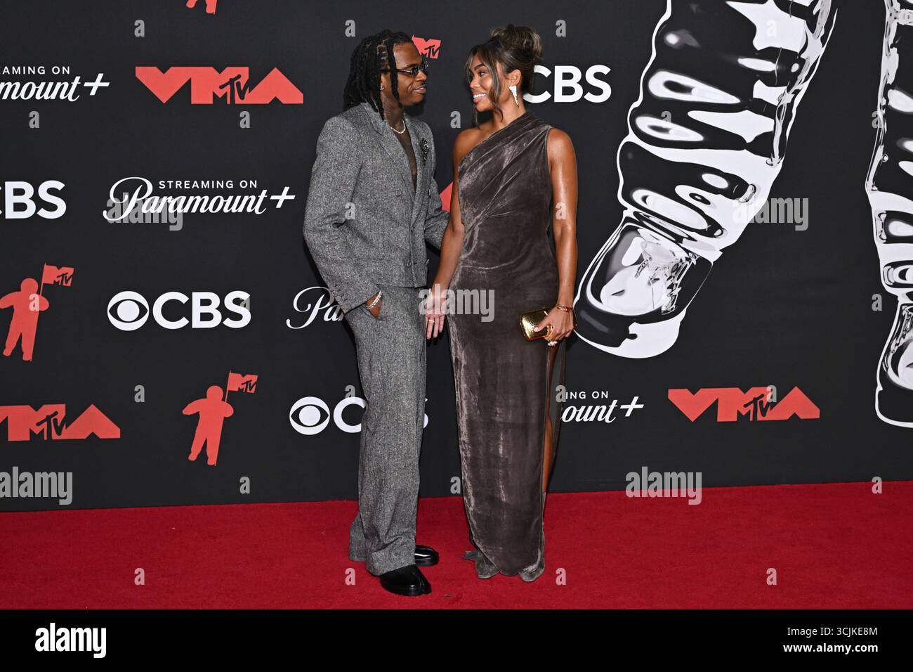 Gunna, left, and Briana Monique arrive at the MTV Video Music Awards on ...