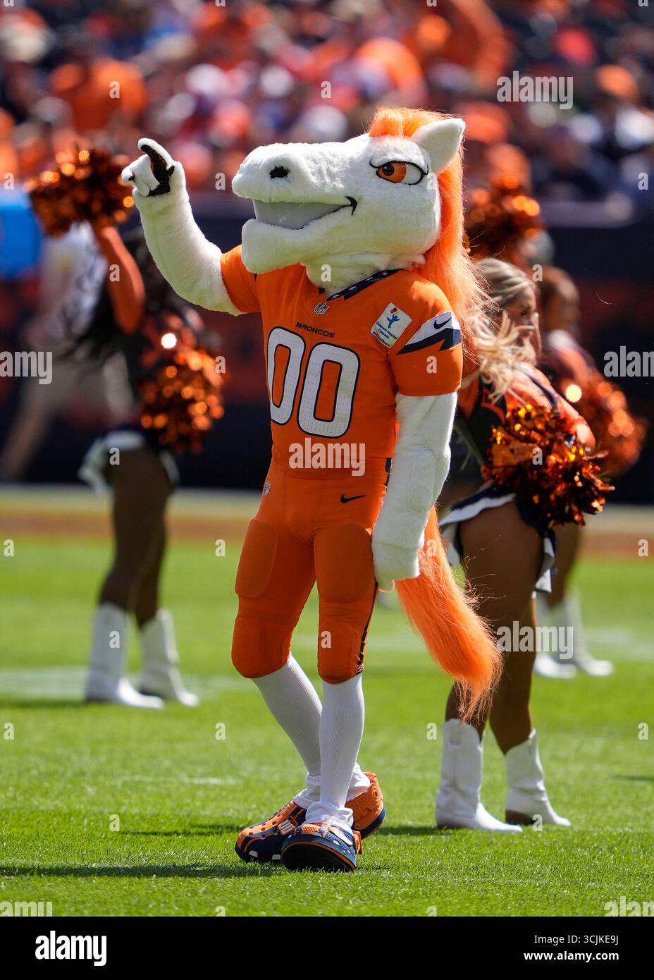 September 7, 2025: Denver Broncos mascot Miles cheers on the crowd ...