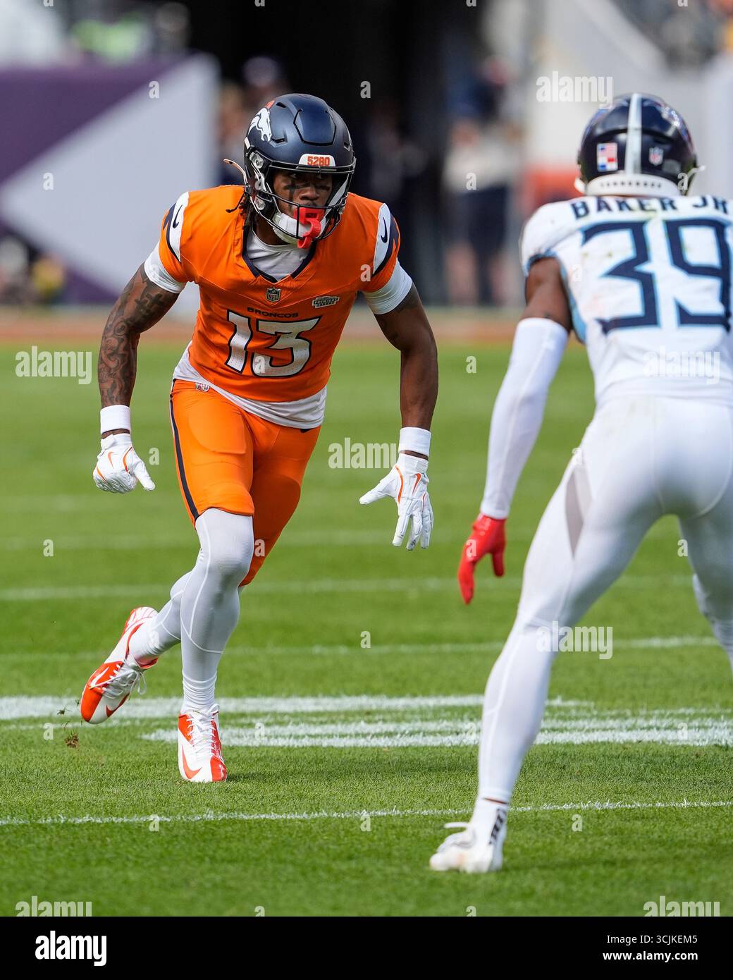 September 7, 2025: Denver Broncos wide receiver Pat Bryant (13) runs a ...