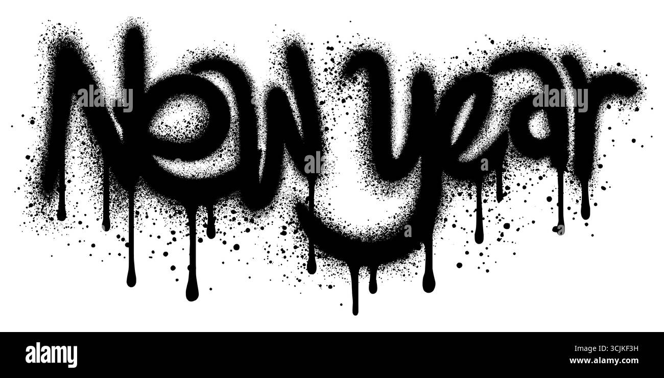 New year stickers Black and White Stock Photos & Images - Alamy