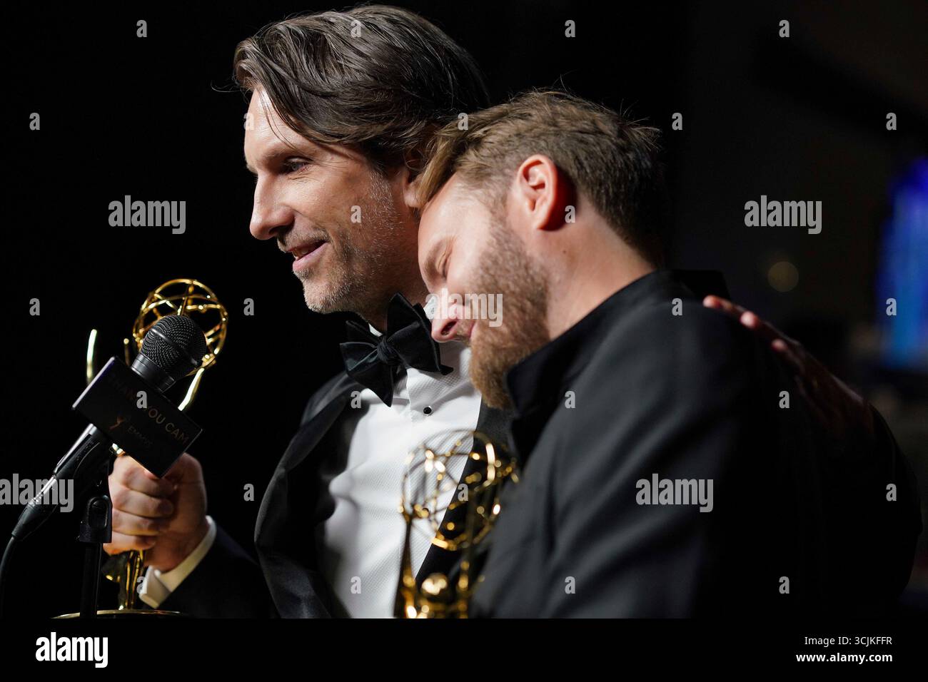 EXCLUSIVE - David Bertok, from left, and Duncan Thum with their Emmy ...