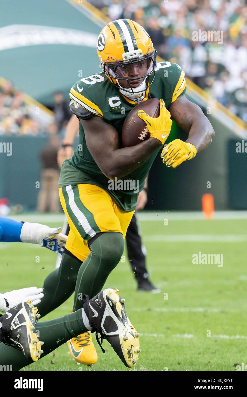 September 7, 2025: Green Bay Packers running back Josh Jacobs (8) runs ...