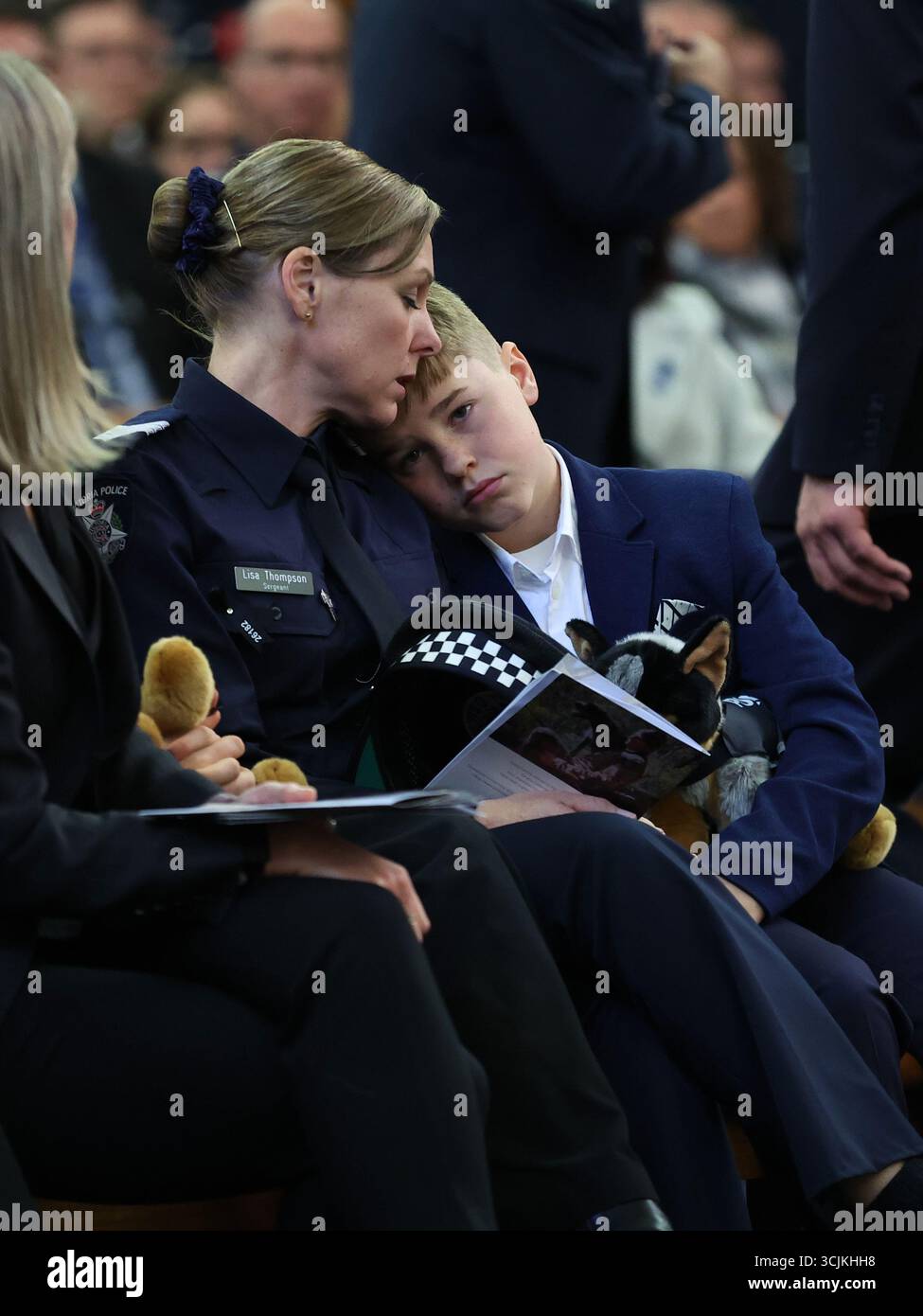 Sergeant Lisa Thompson , partner of Neal Thompson during the funeral ...