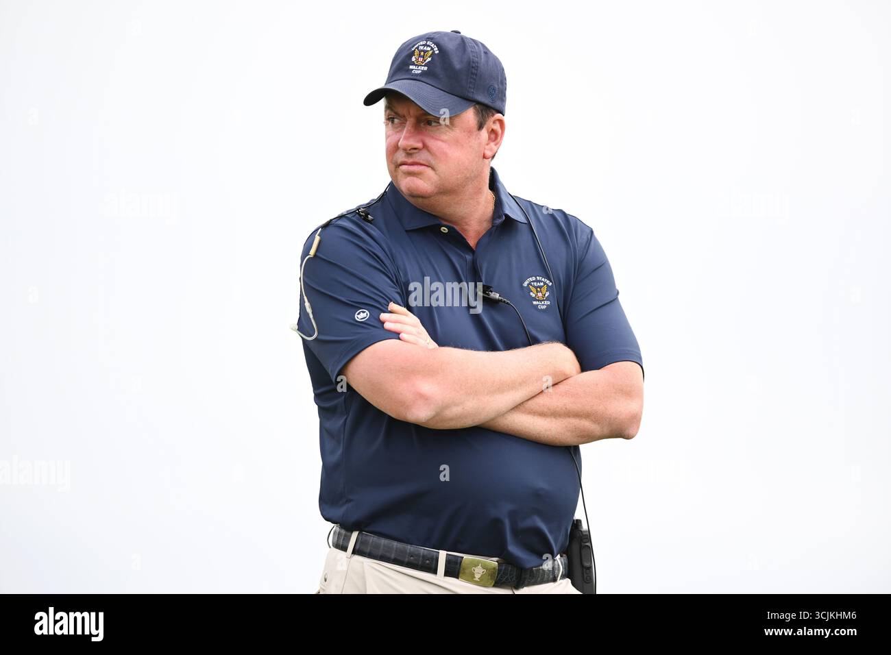 The USA team captain Nathan Smith walks on the course during Walker Cup ...