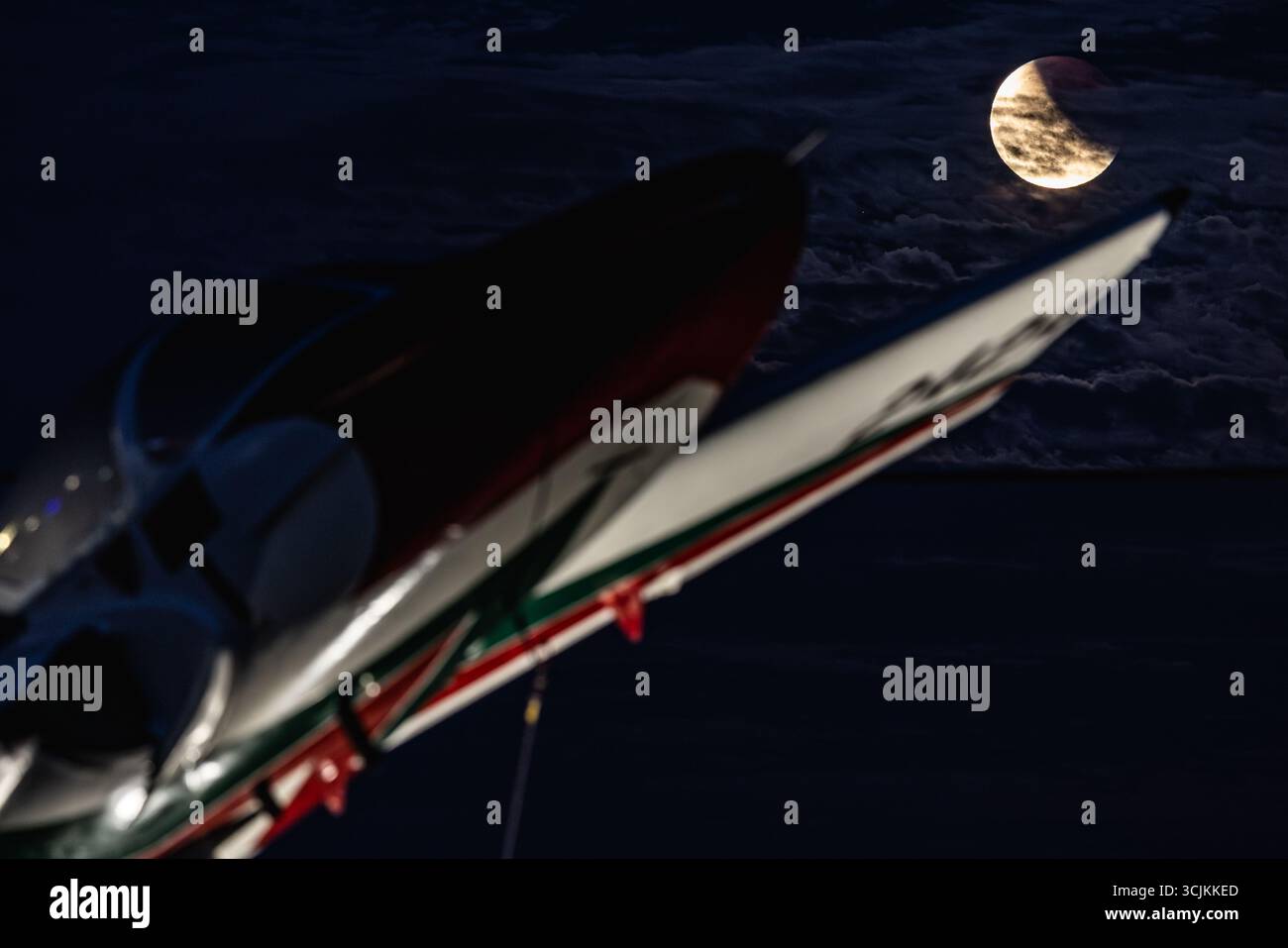 Lisbon, Portugal. 07th Sep, 2025. A red full moon, also known as a ...