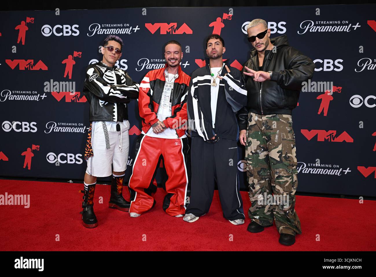 (left to right) Lenny Tavarez, J Balvin, Justin Quiles, and DJ Snake in ...