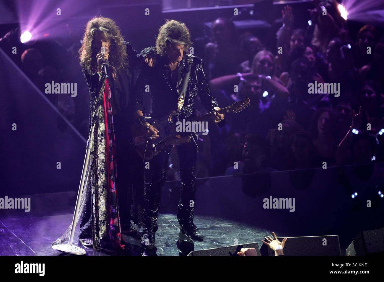 Steven Tyler, left, and Joe Perry of 'Aerosmith' perform a tribute to ...