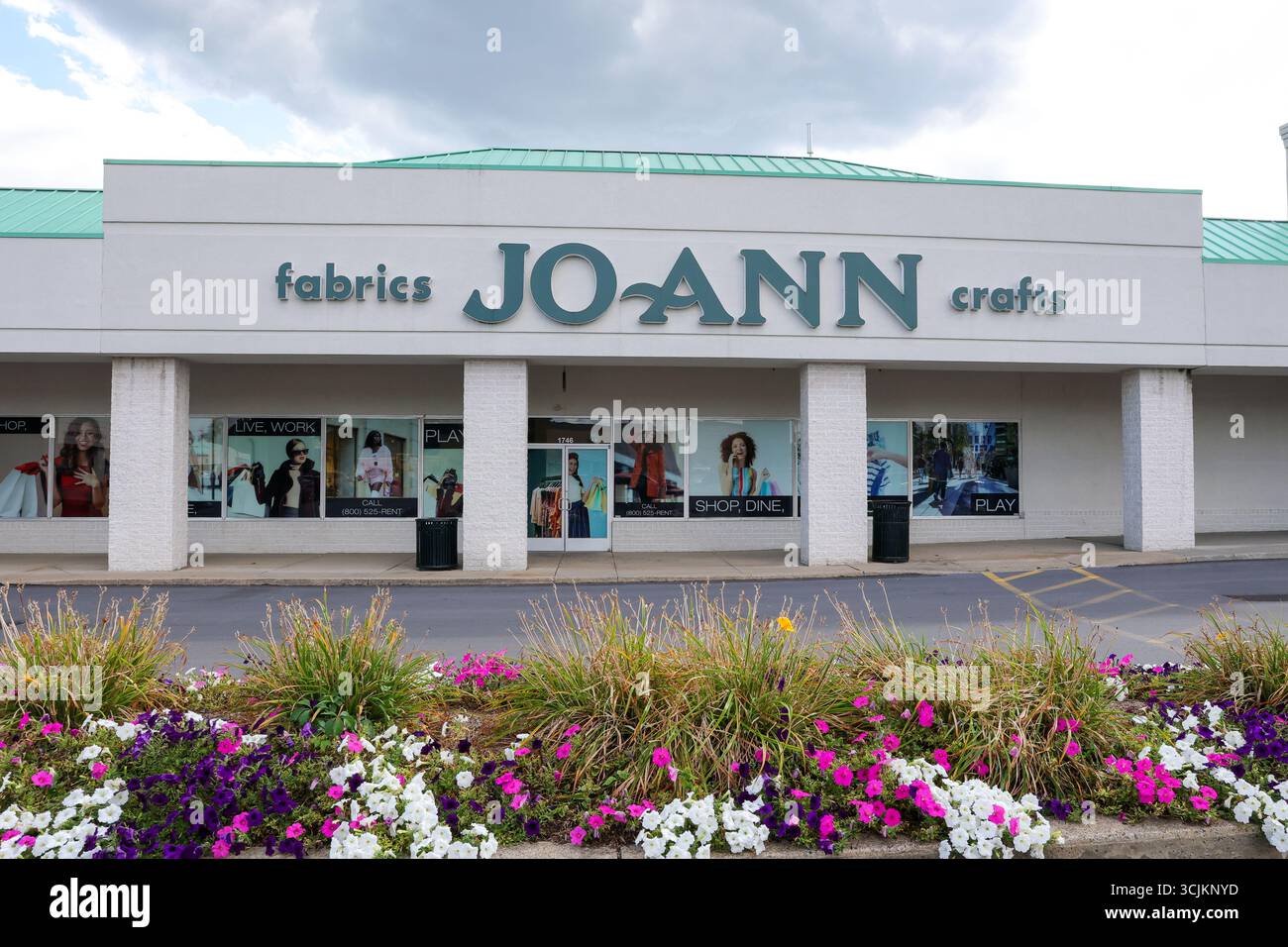 The Joann logo is seen on the outside of a closed store in Williamsport ...