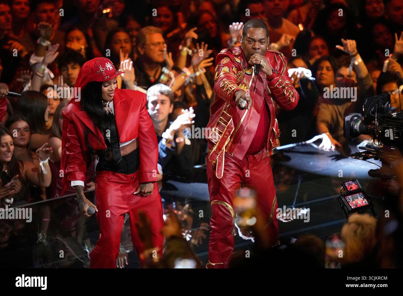 GloRilla, left, and Busta Rhymes perform during the MTV Video Music ...