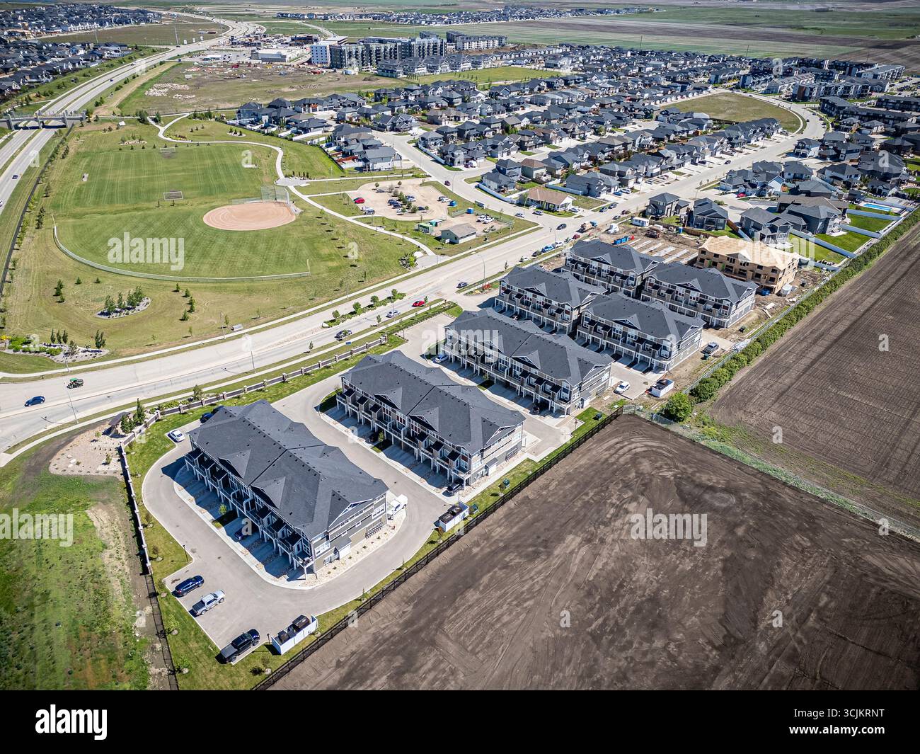 A high-resolution aerial drone photo of the Evergreen neighborhood in ...