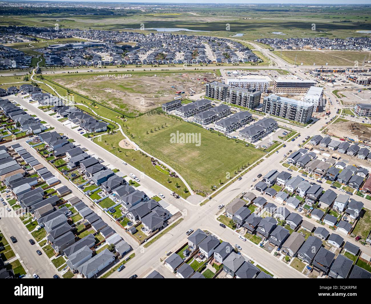 A high-resolution aerial drone photo of the Evergreen neighborhood in ...