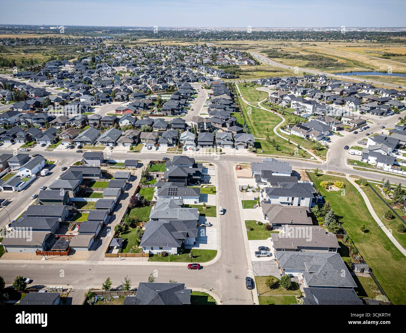 A high-resolution aerial drone photo of the Evergreen neighborhood in ...