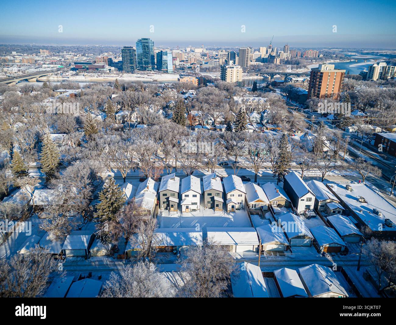 An aerial drone photo of the Nutana neighborhood in Saskatoon ...