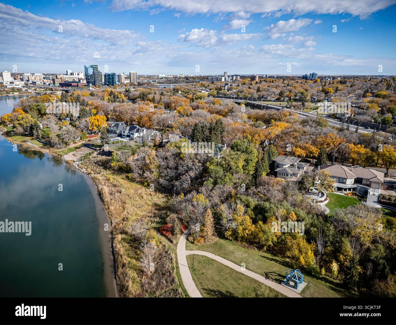An aerial drone photo of the Nutana neighborhood in Saskatoon ...