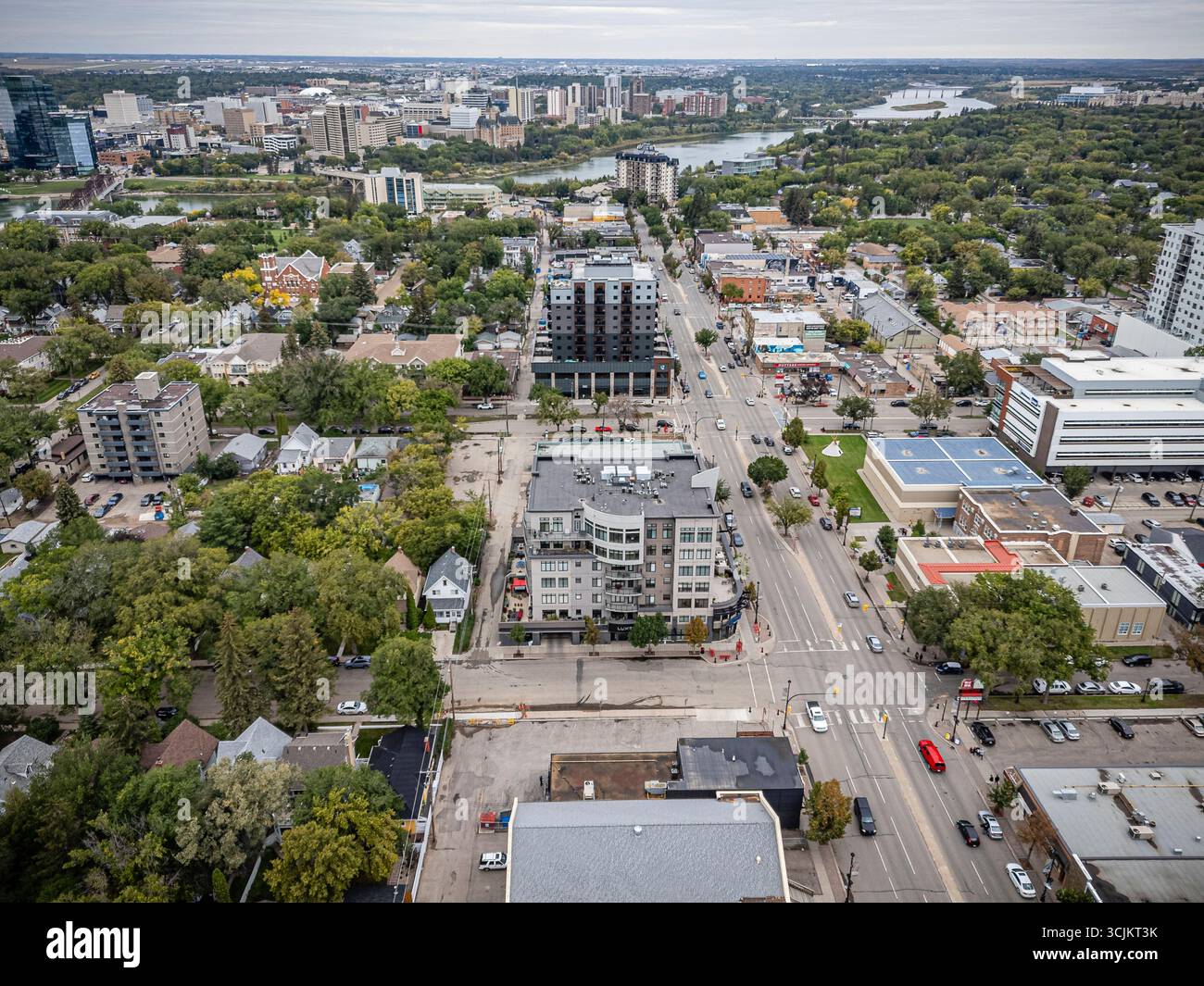 An aerial drone photo of the Nutana neighborhood in Saskatoon ...